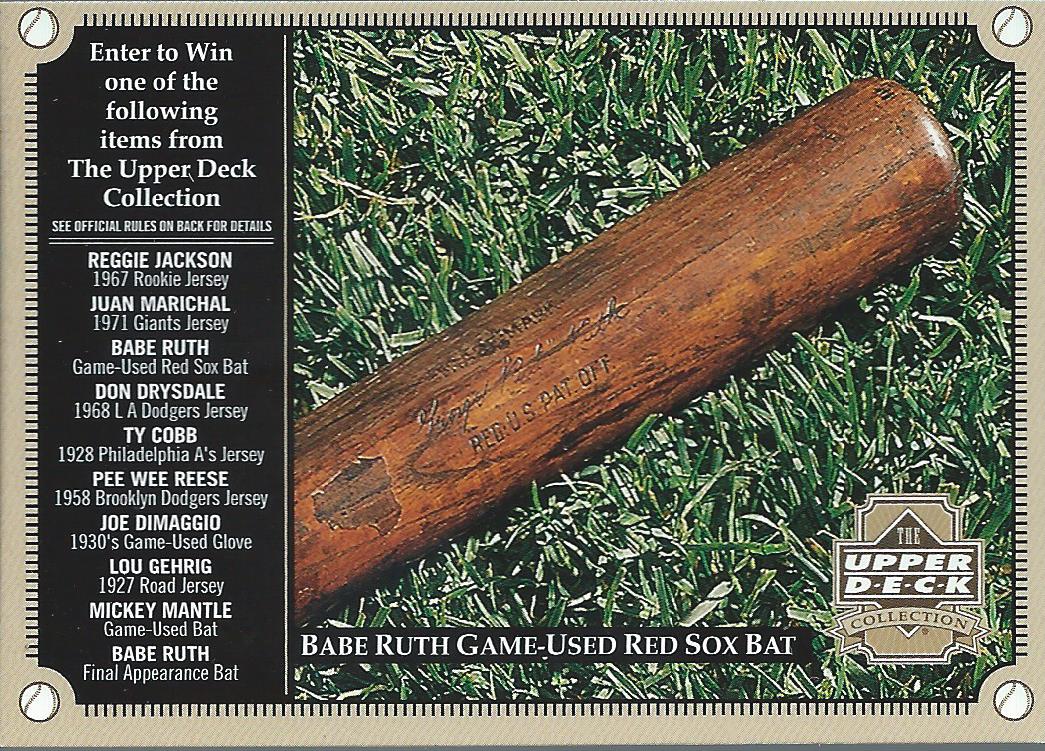 2000 Upper Deck Game Used Collection Entry Card #NNO Babe Ruth Bat Red ...