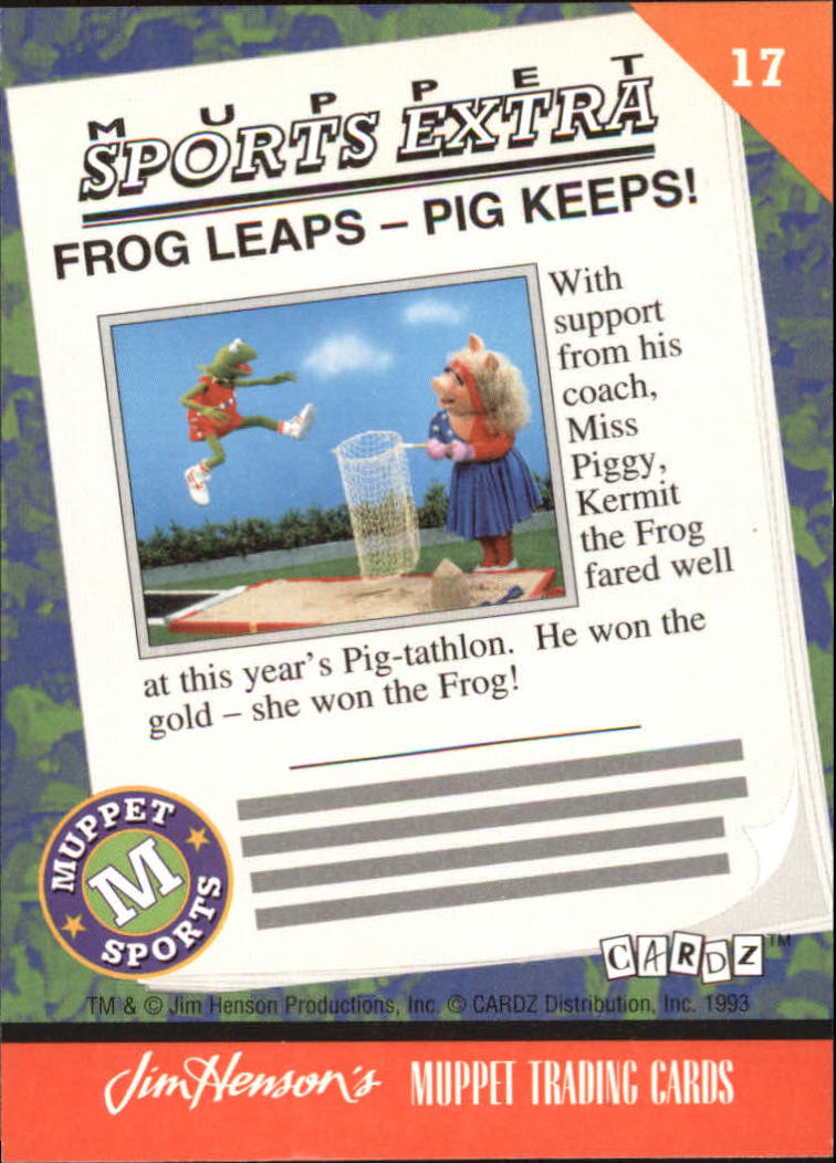 1993 Cardz Jim Henson's Muppet Trading Cards #17 Frog Leaps Pig Keeps ...