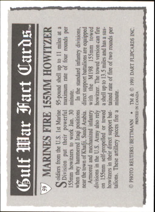 1991 Desert Storm Gulf War Facts #59 Marines Fire 155mm Howitzer - NM-MT