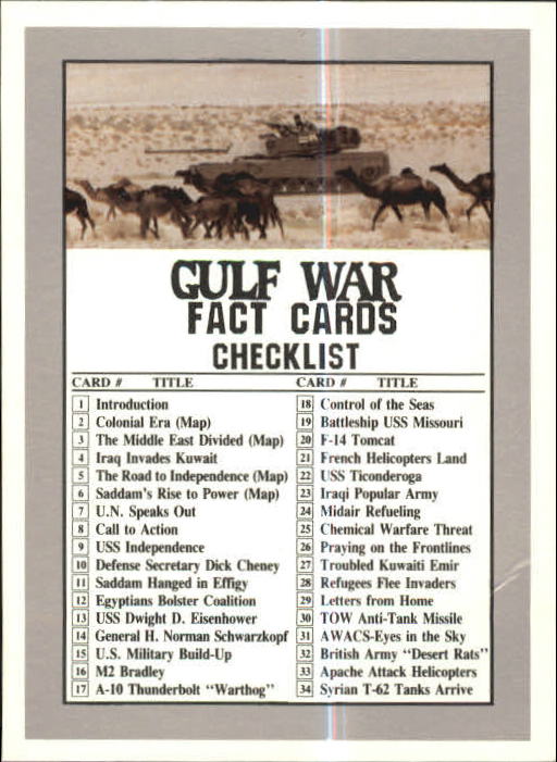 1991 Dart FlipCards Desert Storm Gulf War Facts #100 Gulf War Fact ...