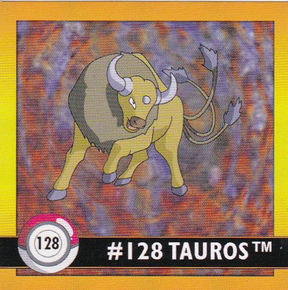 1999 Artbox Pokemon Stickers #128 Tauros - NM-MT