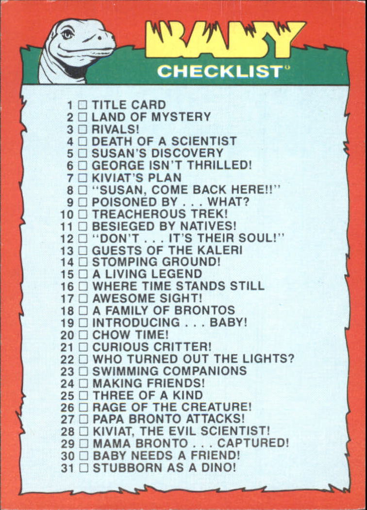1985 Topps Baby #66 Checklist - NM-MT