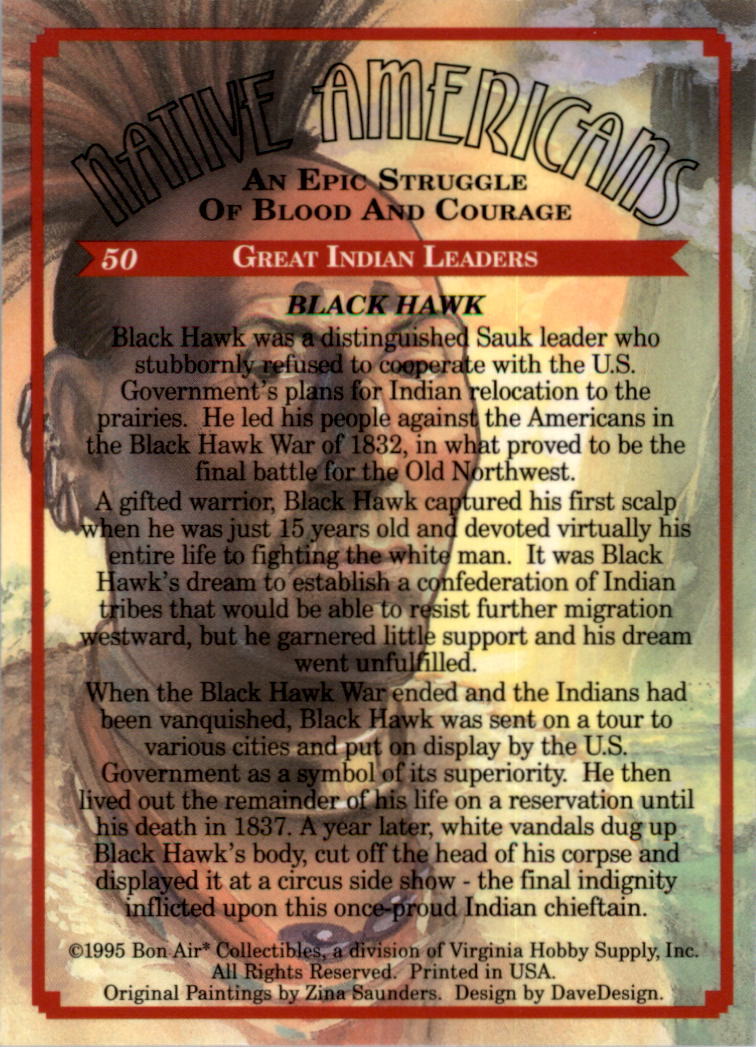 1995 Bon Air Native Americans An Epic Struggle of Blood and Courage #50 ...