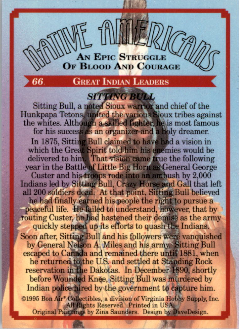 1995 Native Americans An Epic Struggle of Blood and Courage #66 Sitting ...