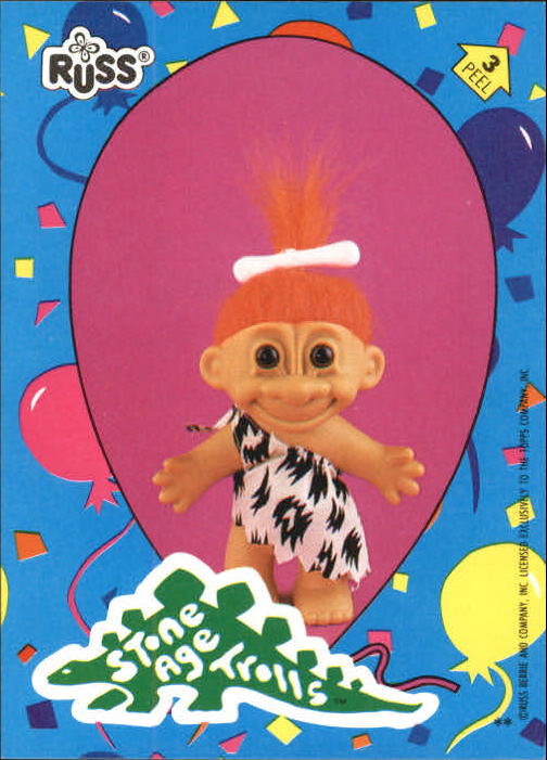 1992 Topps Russ Trolls Stickers #3 Stone Age Trolls - NM-MT