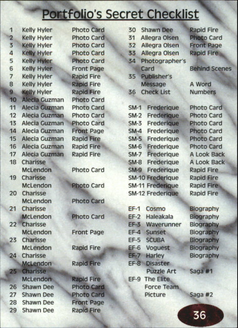 1994 Portfolio's Secret #36 Checklist - NM-MT