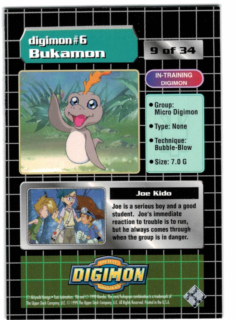 1999 Upper Deck Digimon Animation Edition Previews Prisms Silver #9 Joe ...