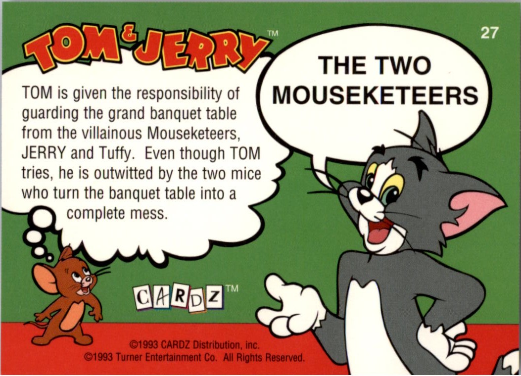 1993 Cardz Tom and Jerry #27 The Two Mouseketeers - NM-MT
