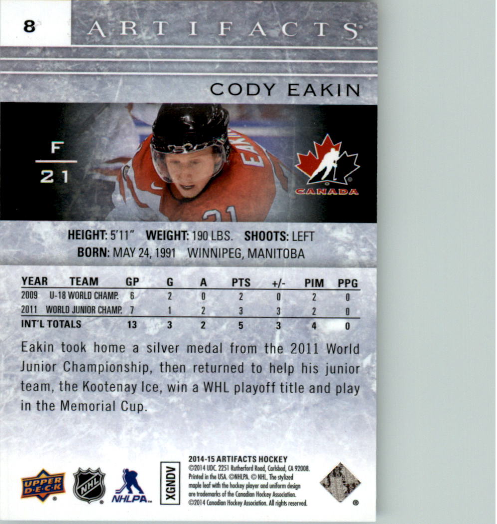 2014-15 Artifacts Ruby #8 Cody Eakin - /599 - NM-MT