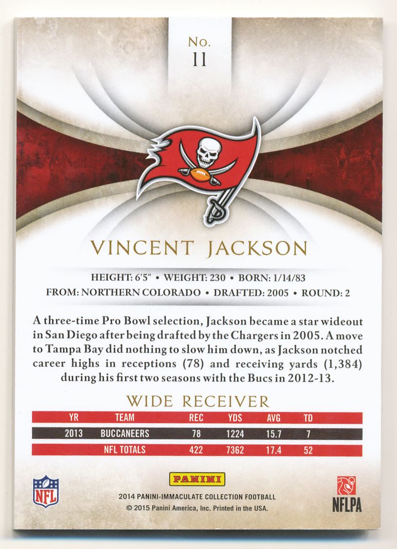 2014 Immaculate Collection #11 Vincent Jackson - NM-MT