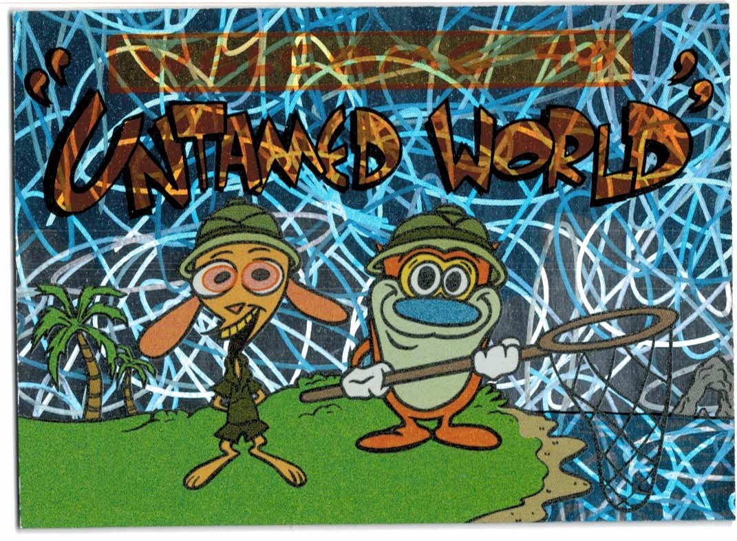 1994 Topps Ren and Stimpy Prismatic Squiggly Variants #42 Welcome to Untamed World - NM-MT