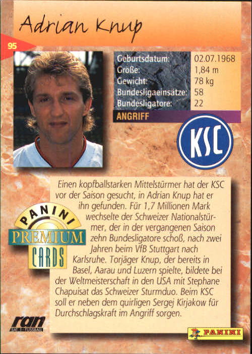 1994-95 Panini Premium Bundesliga #95 Adrian Knup - NM-MT