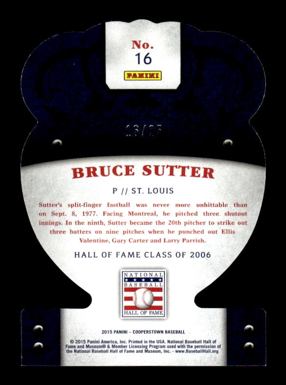 2015 Panini Cooperstown Crown Royale Blue #16 Bruce Sutter - NM-MT