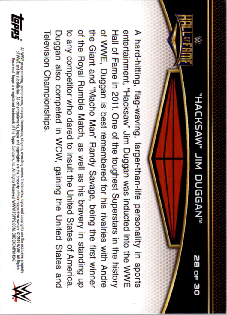 2015 Topps WWE Road to WrestleMania Hall of Fame #28 "Hacksaw" Jim ...
