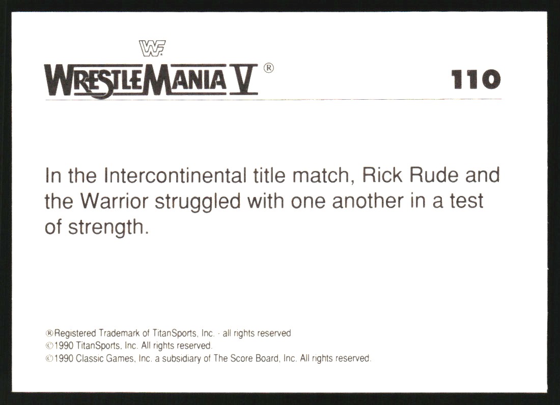 1990 Classic WWF History of WrestleMania Trademark #110 Ravishing Rick ...