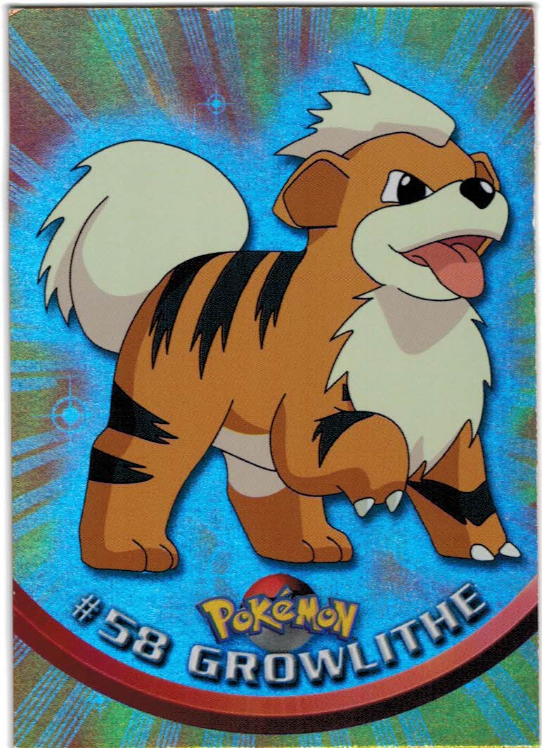 1999 Topps Pokemon TV Animation Series 1 Foil #58 Growlithe - (Blue ...