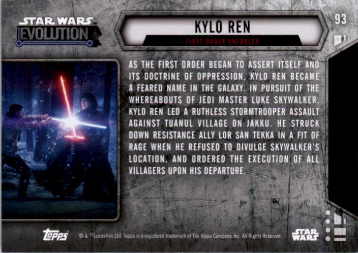 2016 Topps Star Wars Evolution Lightsaber Purple #93 Kylo Ren/First ...