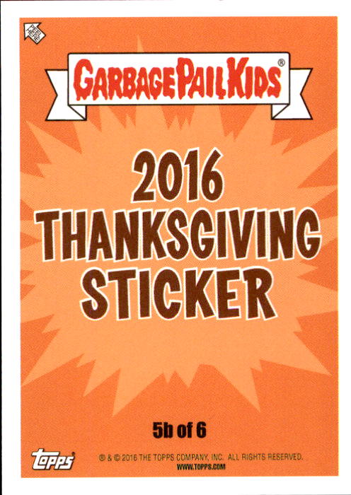 2016 Topps Garbage Pail Kids Apple Pie Thanksgiving #5b Last Box Bobby - NM
