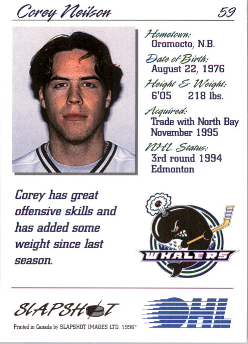 1995-96 Slapshot #59 Corey Neilson - NM-MT