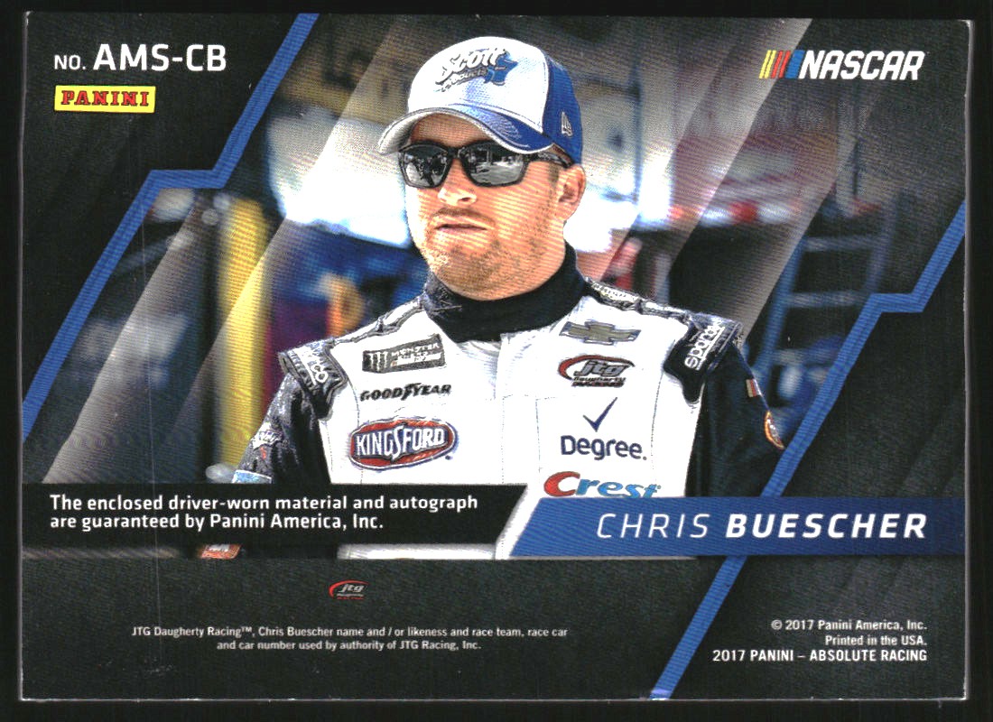 2017 Absolute Memorabilia Signatures #8 Chris Buescher/317 - NM-MT ...