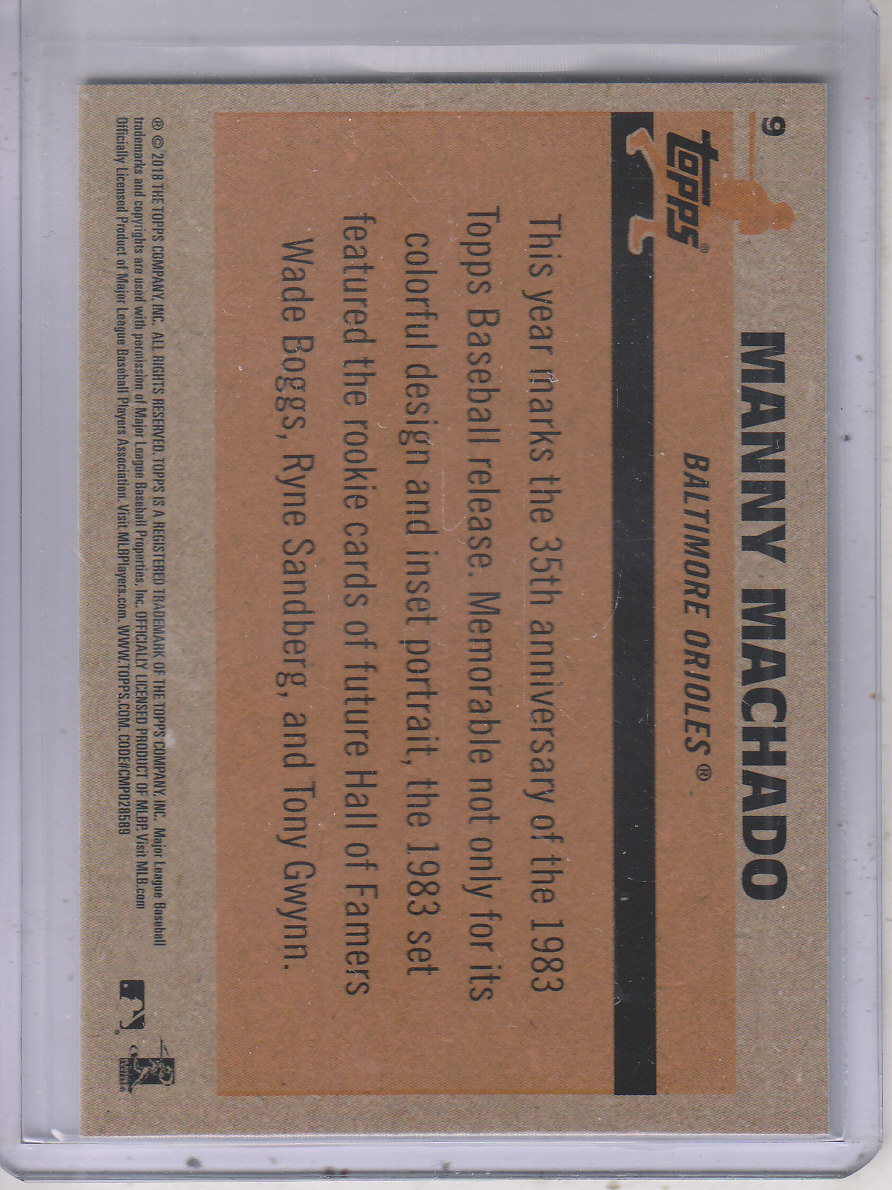 2018 Topps '83 Topps Silver Pack Chrome #9 Manny Machado - NM-MT
