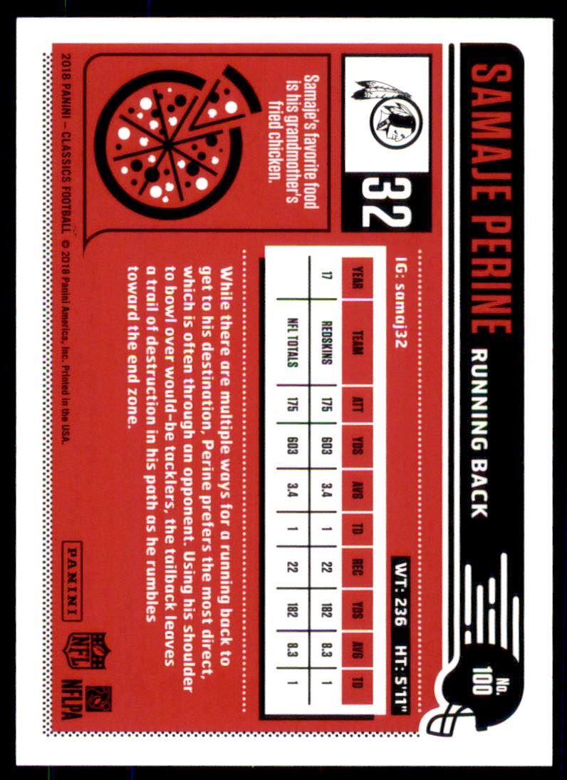 2018 Classics Red Back #100 Samaje Perine - NM-MT