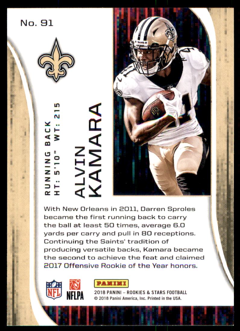 2018 Rookies and Stars #91 Alvin Kamara - NM-MT