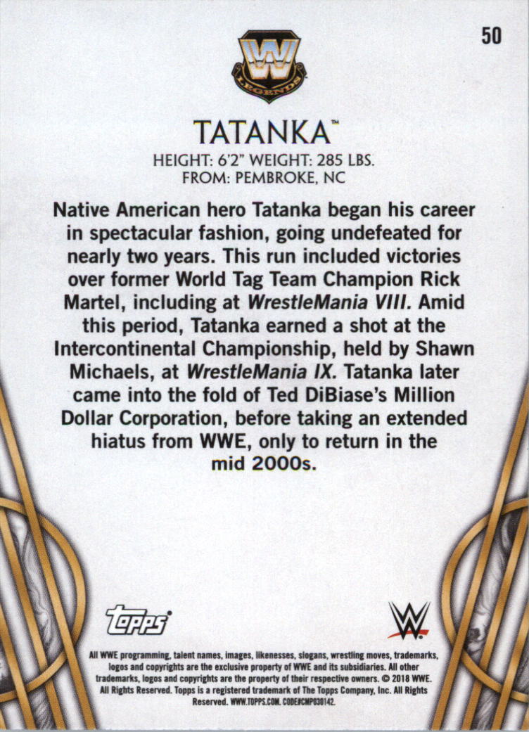 2018 Topps Legends of WWE #50 Tatanka - NM-MT 2018 Topps Legends of WWE #50 Tatanka - NM-MT