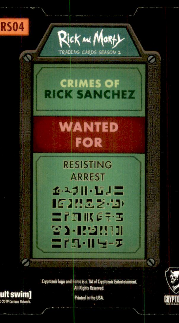 2019 Cryptozoic Rick and Morty Season 2 Crimes of Rick Sanchez #CRS4 ...