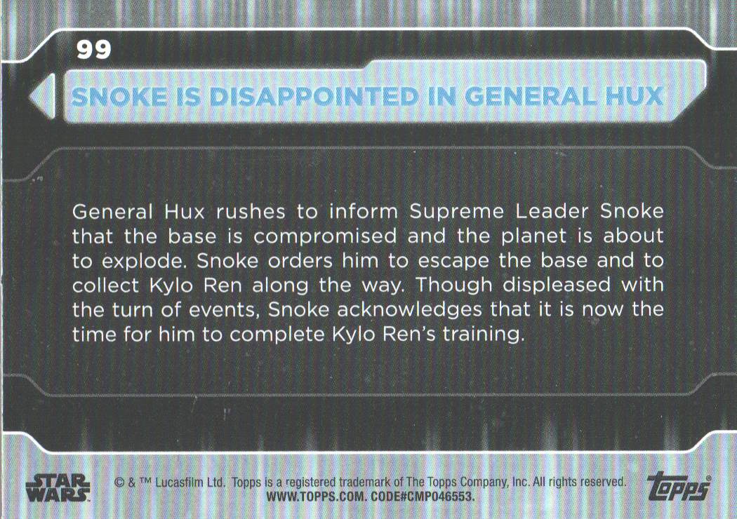 2021 Topps Star Wars Battle Plans Blue #99 Snoke Is Disappointed In ...