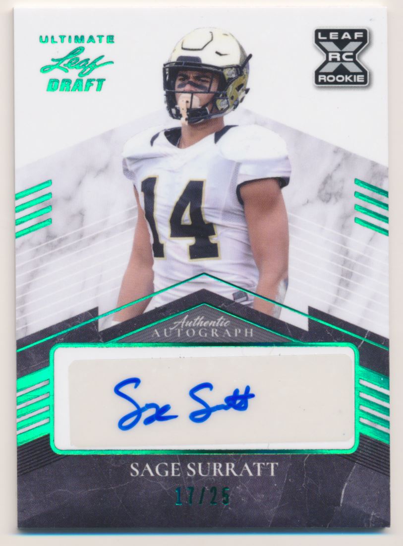 2021 Leaf Ultimate Draft Emerald Spectrum #SS1 Sage Surratt - NM-MT