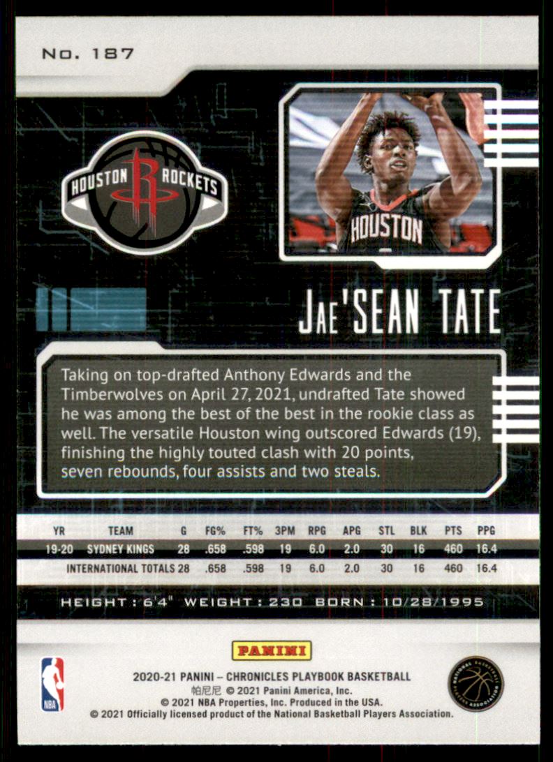 2020-21 Panini Chronicles #187 Jae'Sean Tate/Playbook - NM-MT