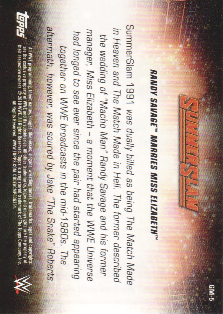 2019 Topps WWE SummerSlam Greatest Matches and Moments #GM5 Randy ...