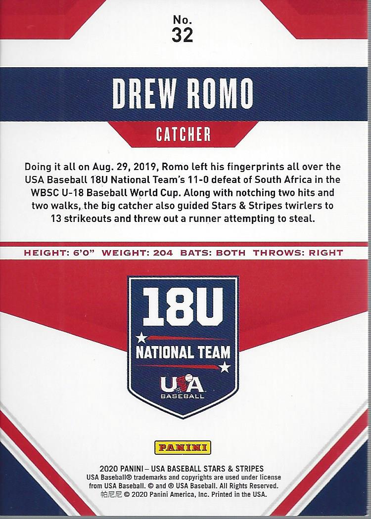 2020 USA Baseball Stars and Stripes Longevity Gold Team Logo #32 Drew ...