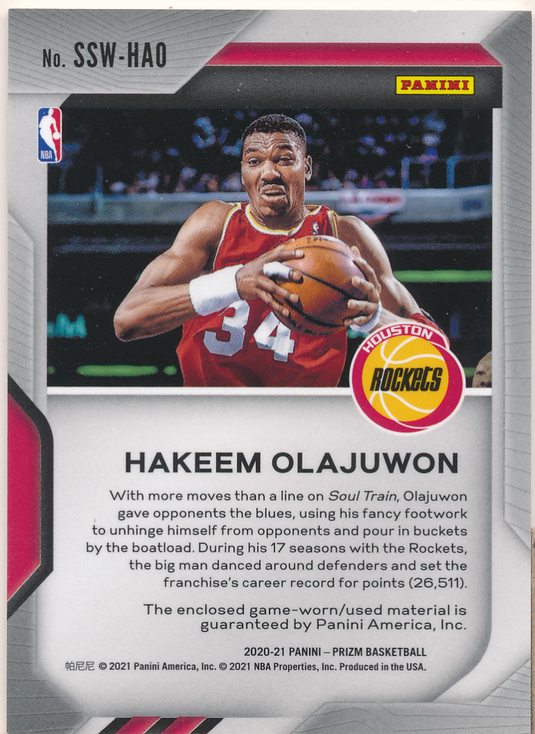 2020-21 Panini Prizm Sensational Swatches #79 Hakeem Olajuwon - NM-MT