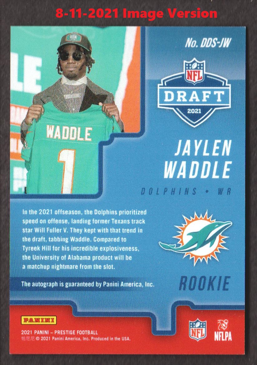 2021 Prestige Draft Day Signatures #6 Jaylen Waddle - #DDS-JW AUTOGRAPH ...