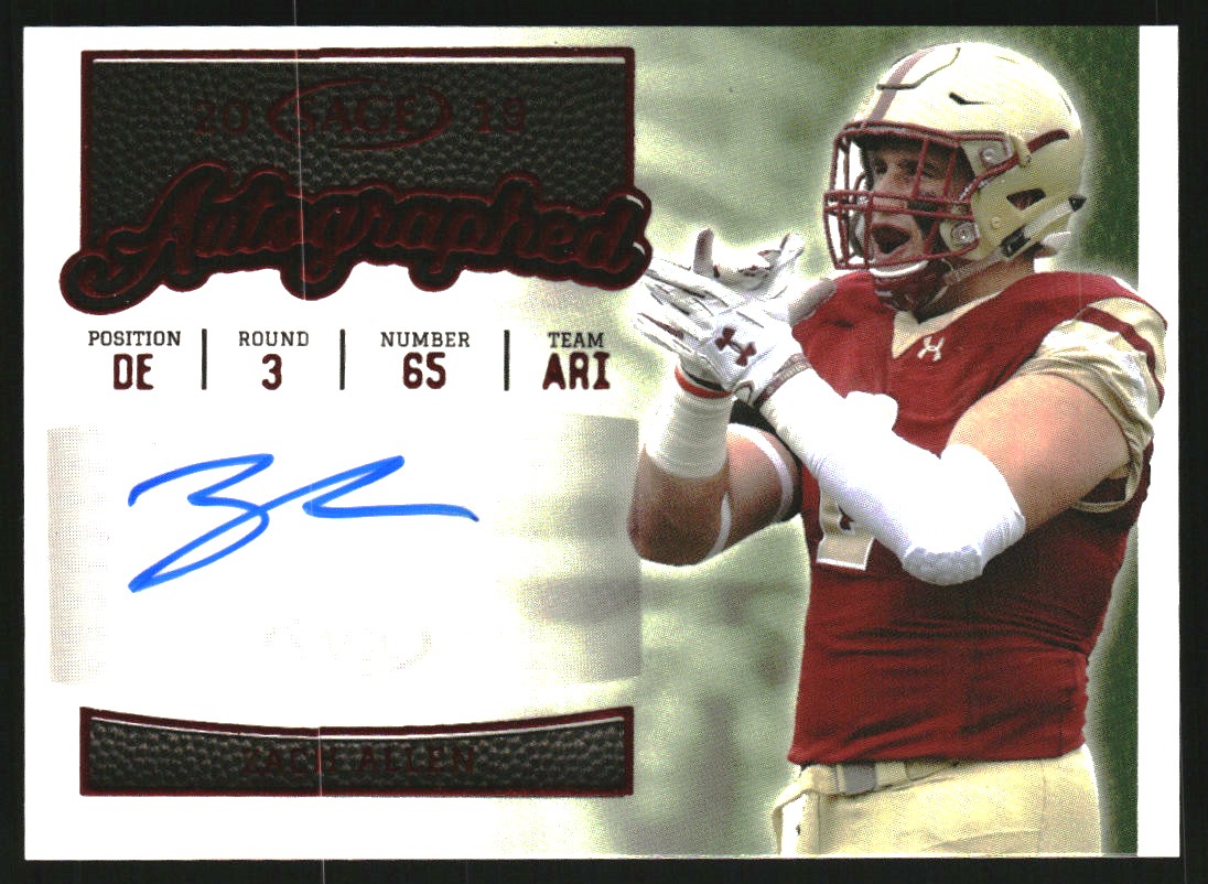 2019 SAGE Autographs Red #SA1 Zach Allen - NM-MT