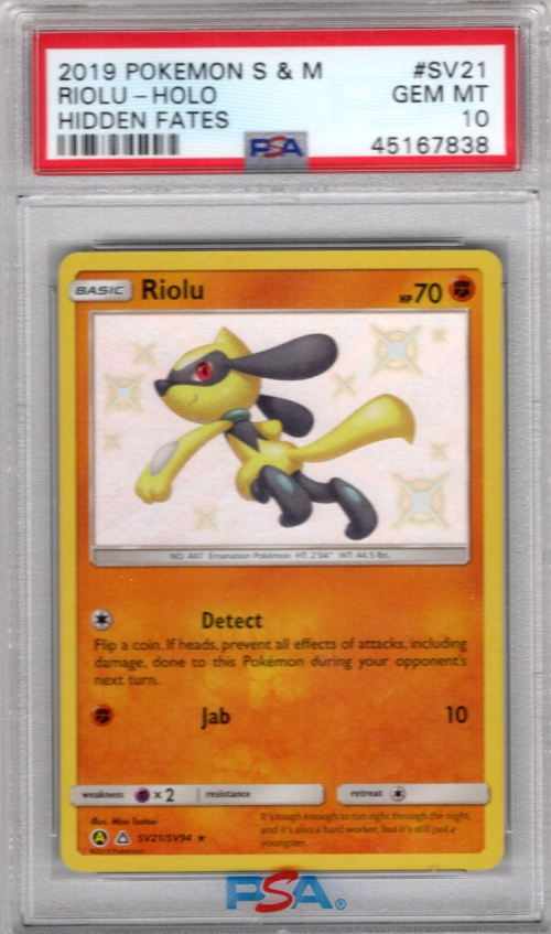 2019 Pokemon Sun and Moon Hidden Fates Shiny Vault #SV21 Riolu SHR ...