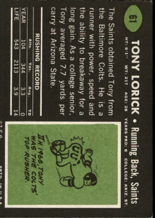 1969 Topps #61 Tony Lorick - EX-MT