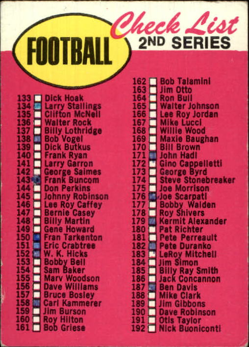 1969 Topps #132A Checklist no border - GOOD