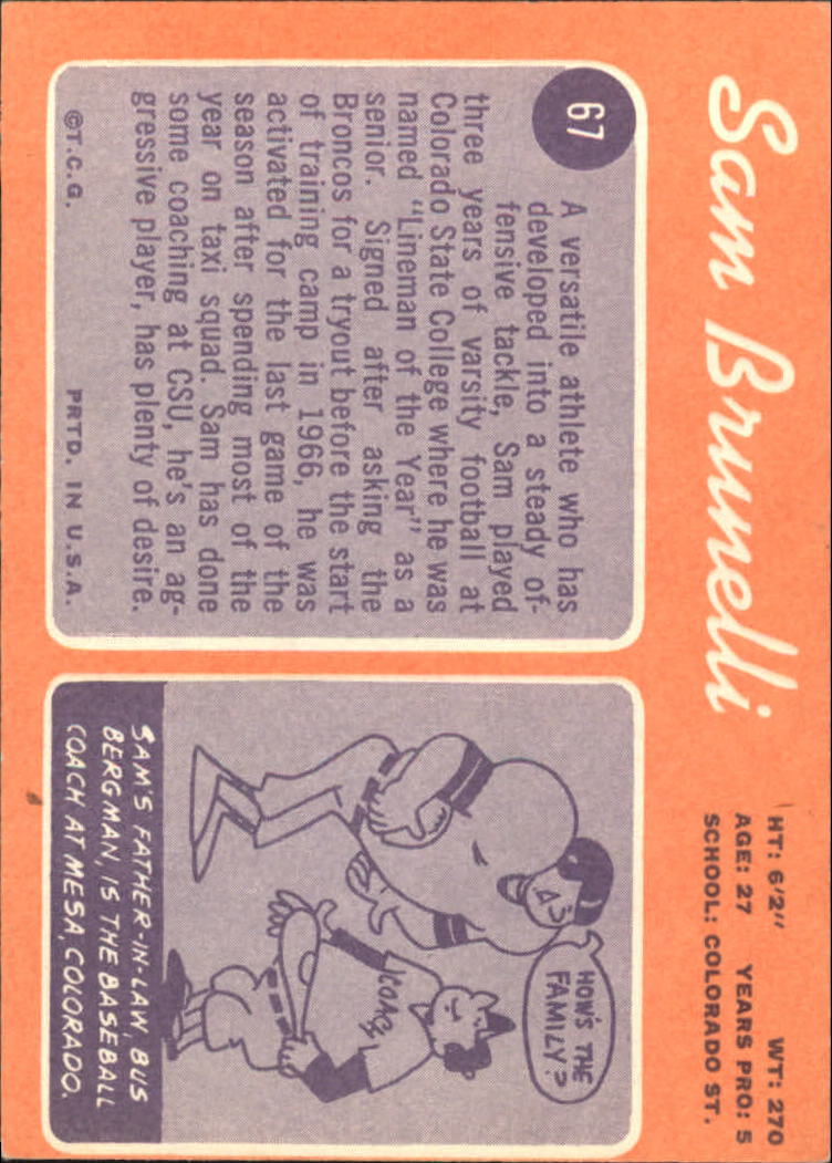 1970 Topps #67 Sam Brunelli RC - VG
