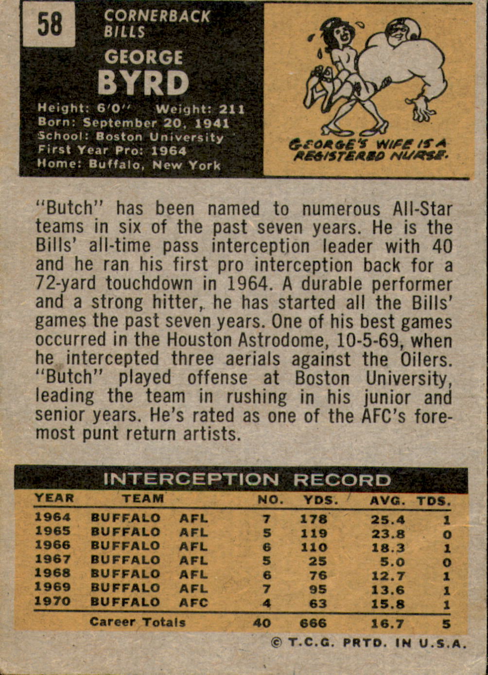 1971 Topps #58 George Butch Byrd - GOOD