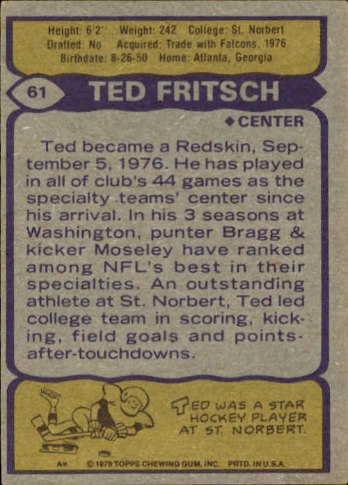 1979 Topps #61 Ted Fritsch Jr. - A9740 - Ex+