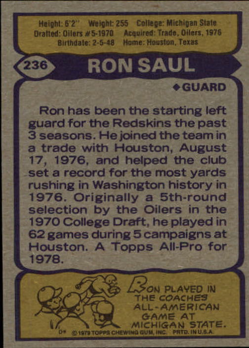 1979 Topps #236 Ron Saul AP - NM - Burbank Sportscards | Beckett ...