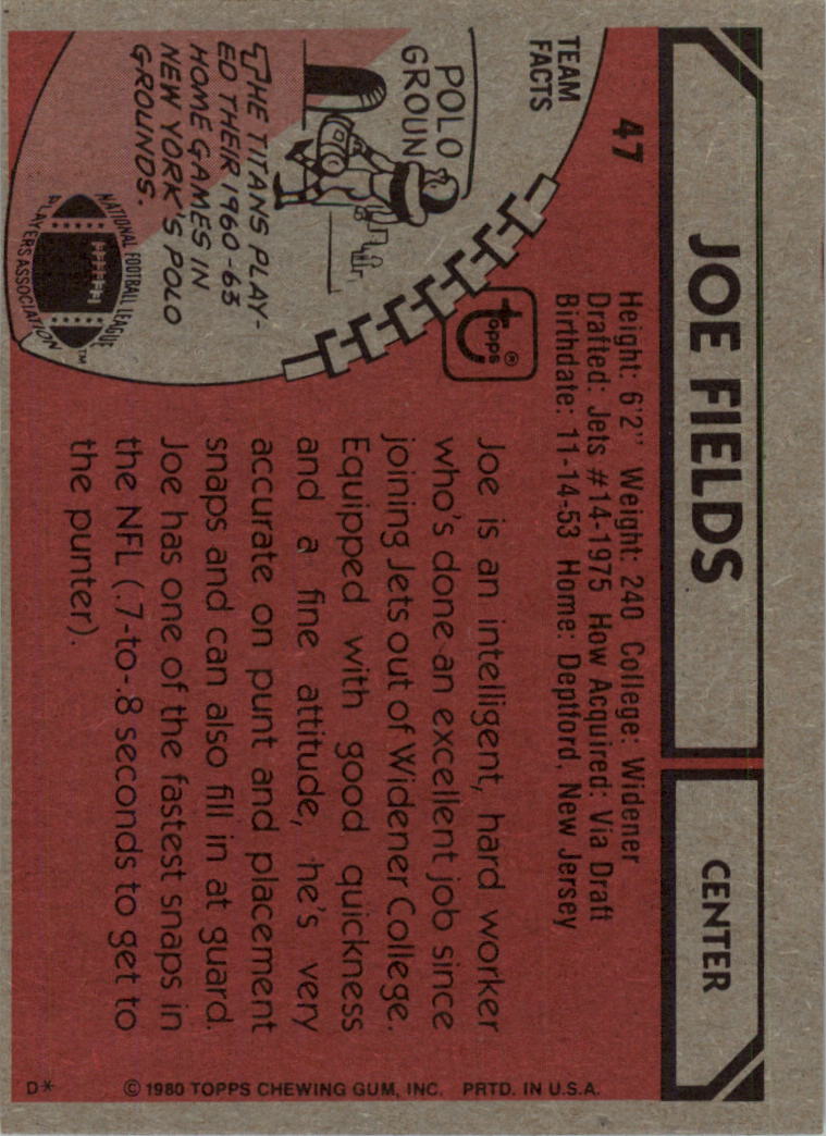 1980 Topps #47 Joe Fields - NM