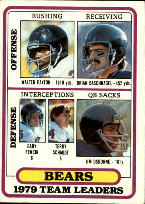1980 Topps #226 Chicago Bears TL/Walter Payton/Brian Baschnagel/Gary ...