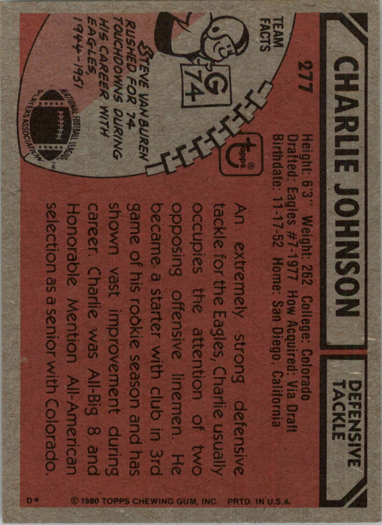 1980 Topps #277 Charlie Johnson NT RC - EX