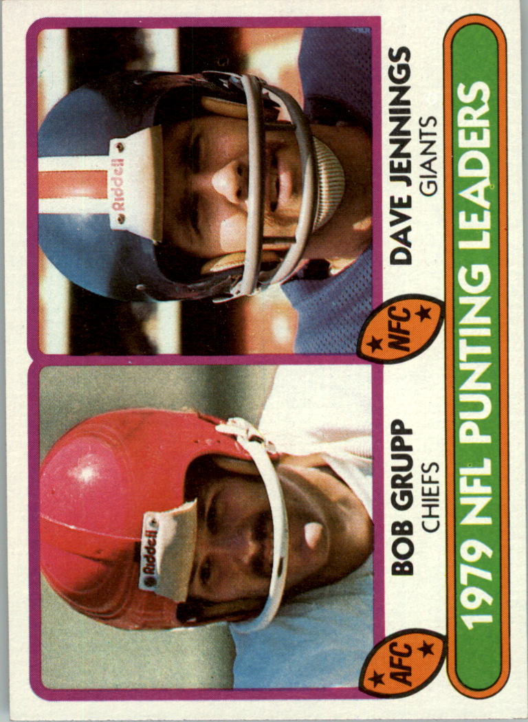 1980 Topps #336 Punting Leaders/Bob Grupp/Dave Jennings - NM