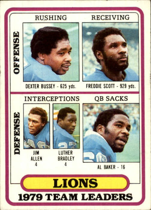 1980 Topps #488 Detroit Lions TL/Dexter Bussey/Freddie Scott/Jim Allen ...