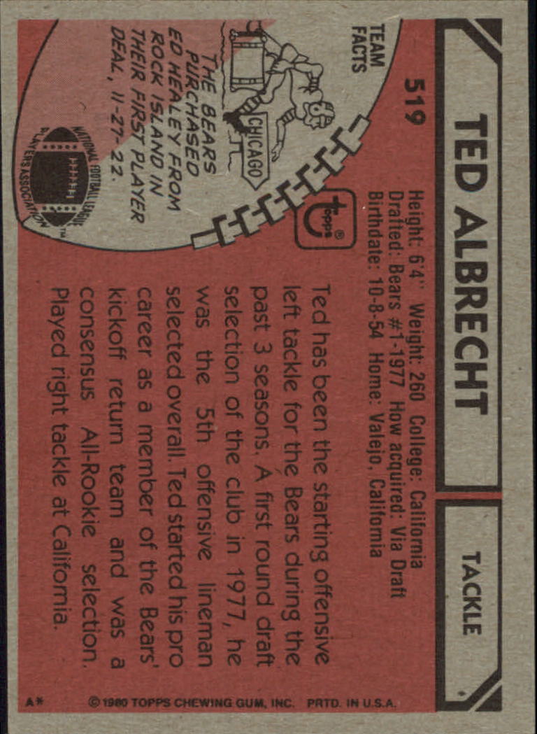 1980 Topps #519 Ted Albrecht - EX-MT